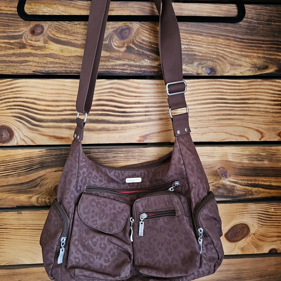 Baggallini | Bags | Baggallini Brown Animal Print Crossbody Bag | Poshmark
